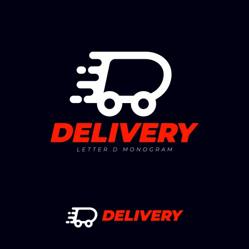 Delivery logo dynamic letter d wheels car track Vector Image