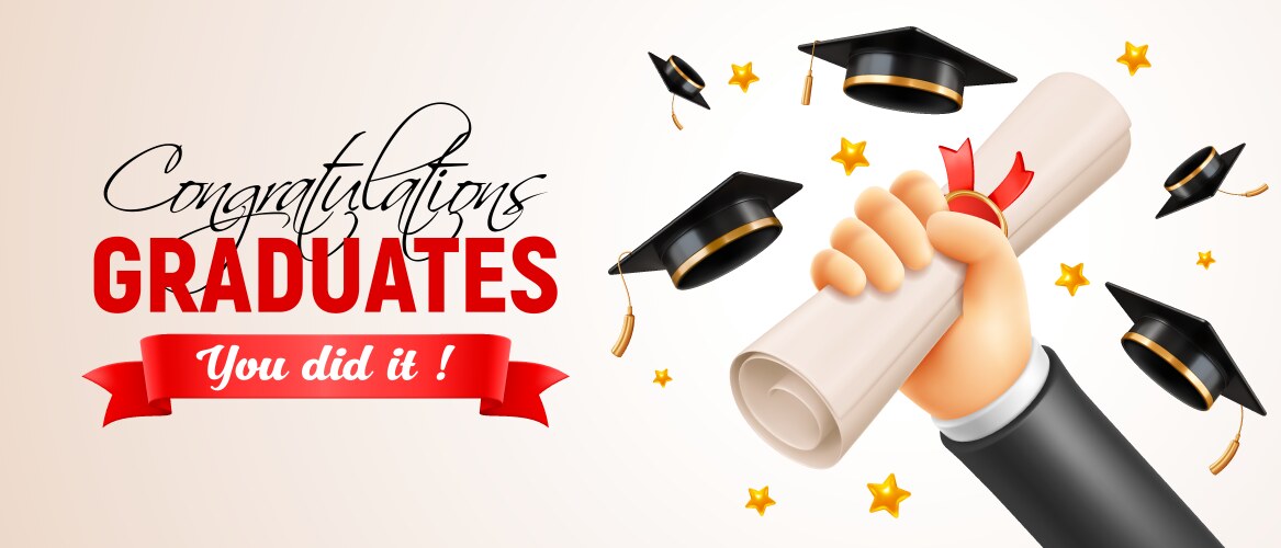 Graduation Celebration Banner Royalty Free Vector Image