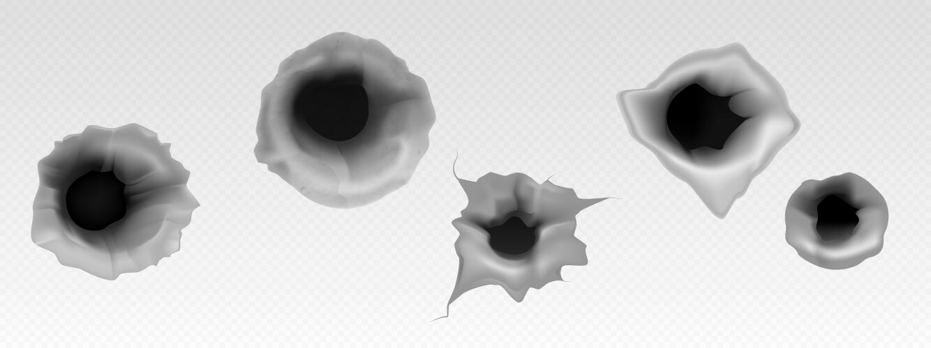 Bullet holes set isolated on transparent Vector Image