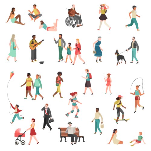 Cartoon People Walking Vector Images (over 45,000)