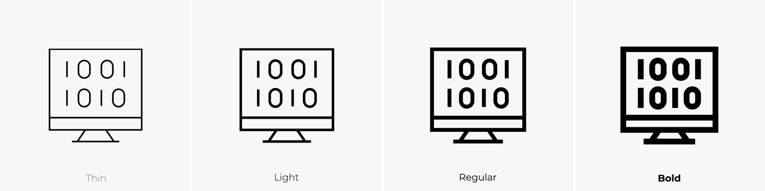 Binary code icon thin light regular and bold Vector Image