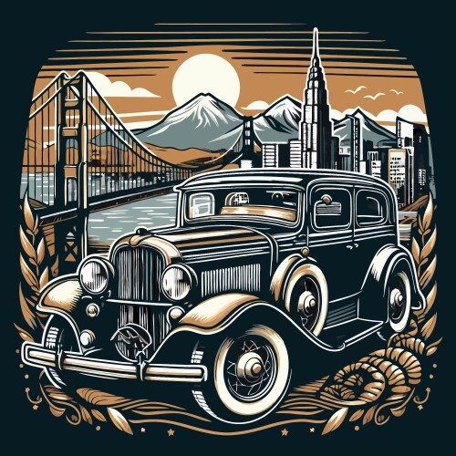 Classic vintage car art design best Royalty Free Vector