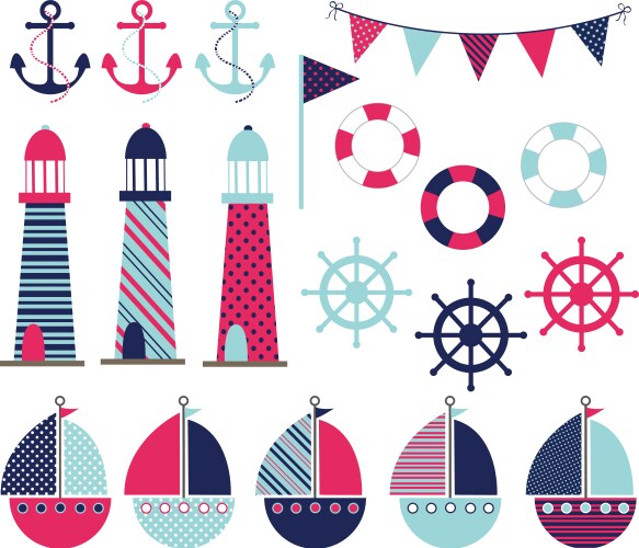 Nautical set Royalty Free Vector Image - VectorStock