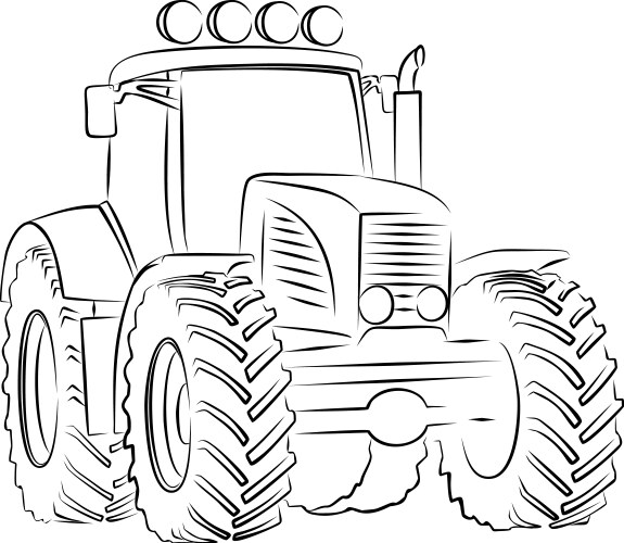 Tractor Sketch Drawing Royalty Free Vector Image