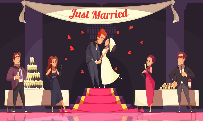Wedding restaurant banquet hall cartoon Royalty Free Vector