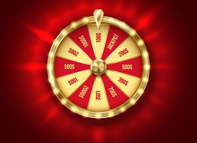 Fortune wheel at backlight realistic Royalty Free Vector