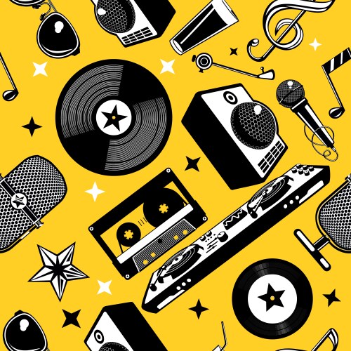 Hip-hop seamless pattern with music equipment Vector Image