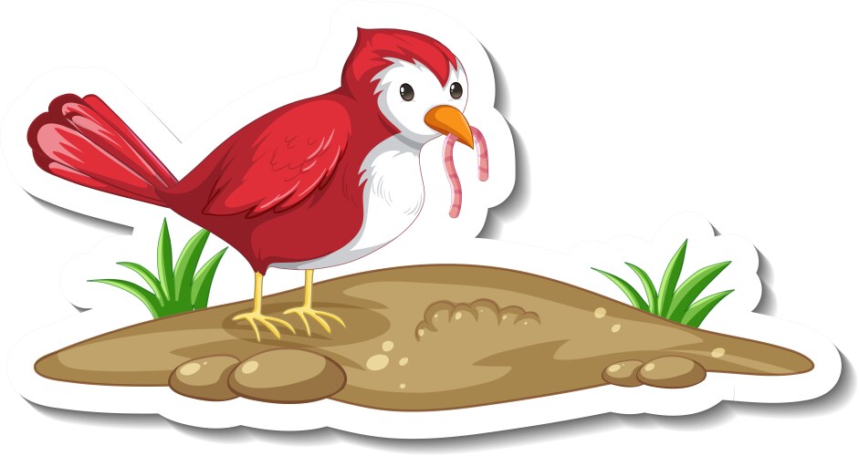 With a bird in cartoon style Royalty Free Vector Image