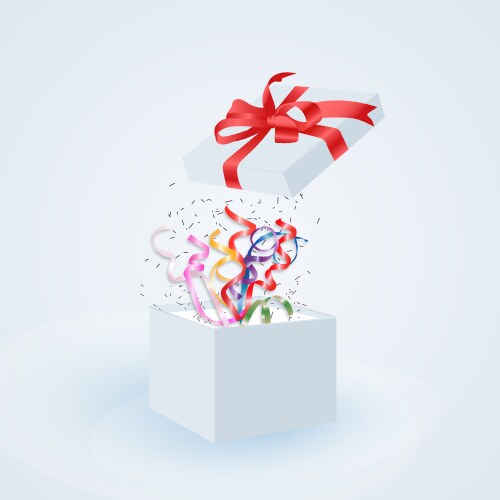 Red round gift box with large bow ribbon Vector Image