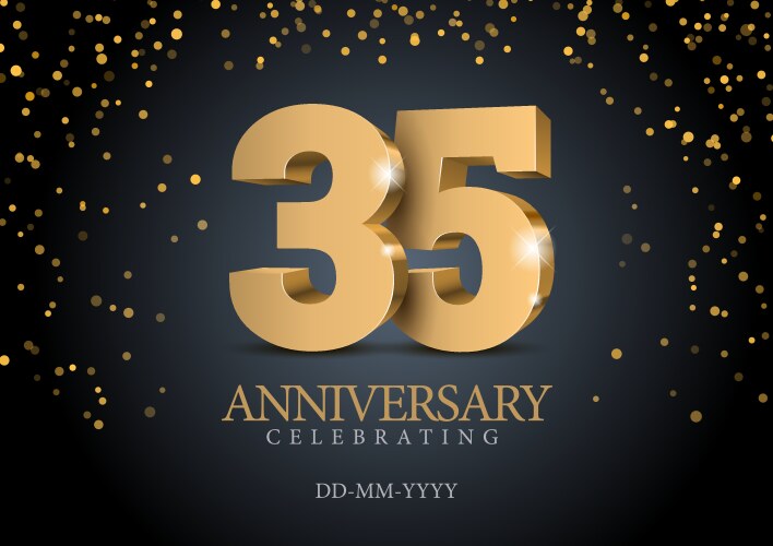 Anniversary 35 gold 3d numbers Royalty Free Vector Image