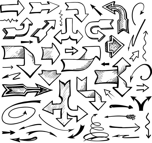 Hand drawn arrow marks set Royalty Free Vector Image