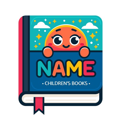 Book icon with cute girl in cartoon style Vector Image