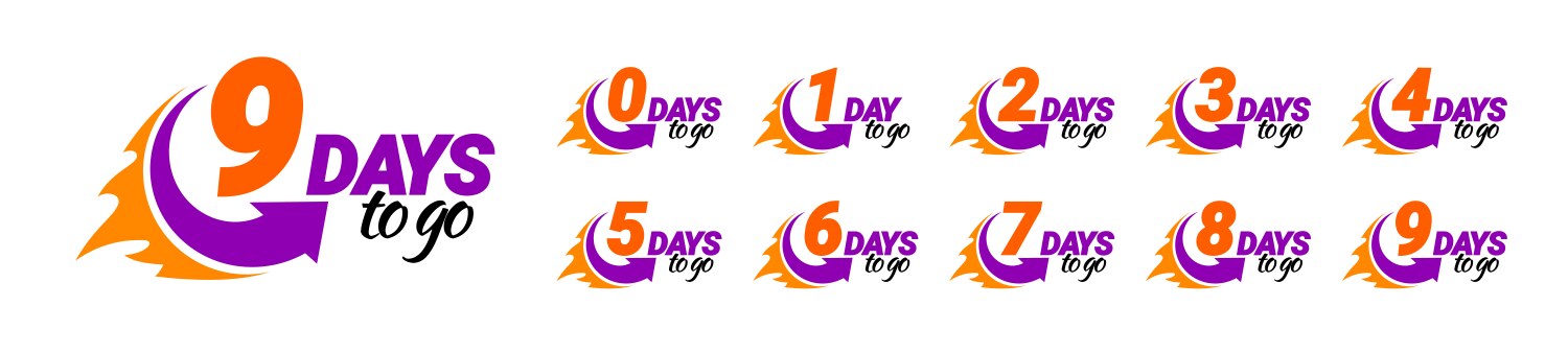 Day count banner countdown days to go 1 2 3 4 5 Vector Image