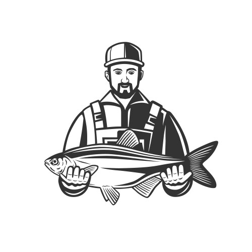 Fisherman show his big fish Royalty Free Vector Image