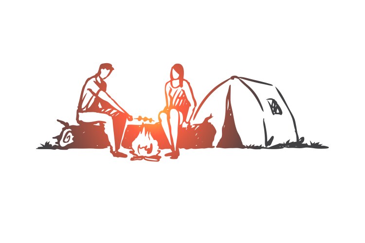 Isolated camp fire on white Royalty Free Vector Image