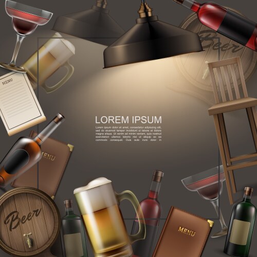 Realistic pub elements set Royalty Free Vector Image