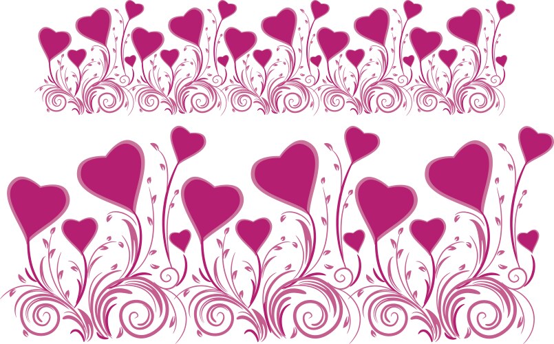 Heart shapes seamless border repeating Royalty Free Vector