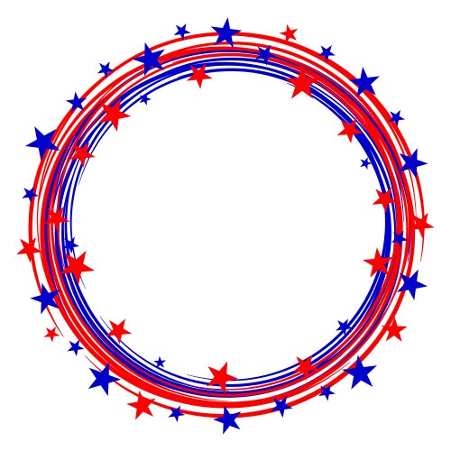 Golden round frame with american symbols Vector Image