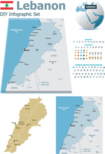 Map middle east region with israel border Vector Image