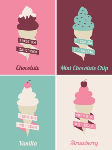 Ice cream cards Royalty Free Vector Image - VectorStock