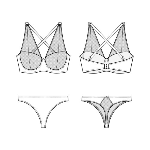 Technical Bustier Bralette Croquis Royalty Free Vector Image