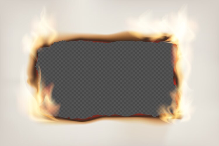 Burning piece of crumpled paper with copy space Vector Image