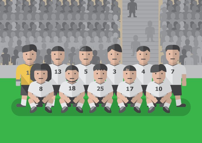 Cartoon soccer kids team at a stadium Royalty Free Vector