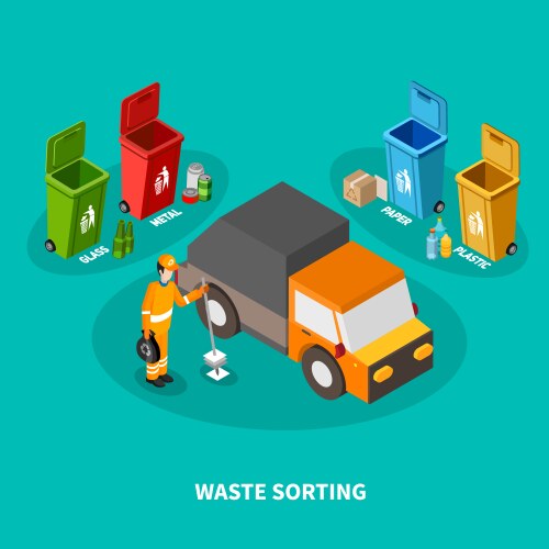 Different recycling garbage waste types sorting Vector Image