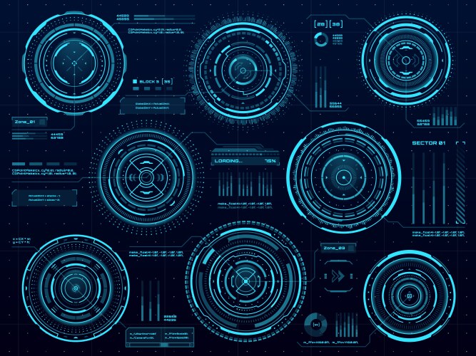 Circular digital hud visualisation data elements Vector Image