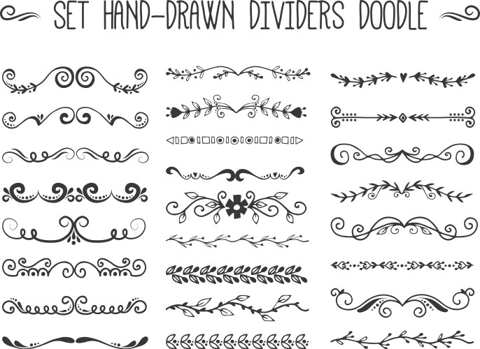 Vintage divider set retro line text page separator