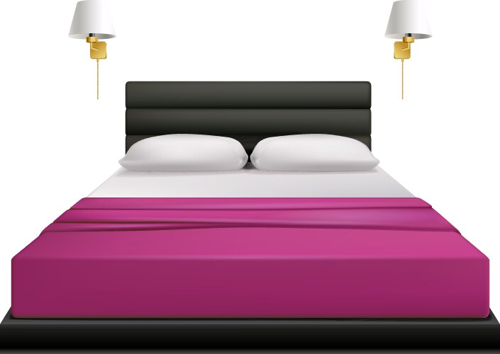 Royal bed with red blanket and pillows Royalty Free Vector