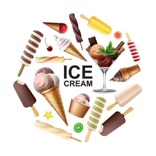Realistic ice cream concept Royalty Free Vector Image