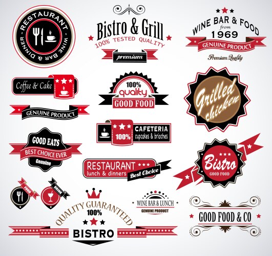 Restaurant signs symbols and logos Royalty Free Vector Image
