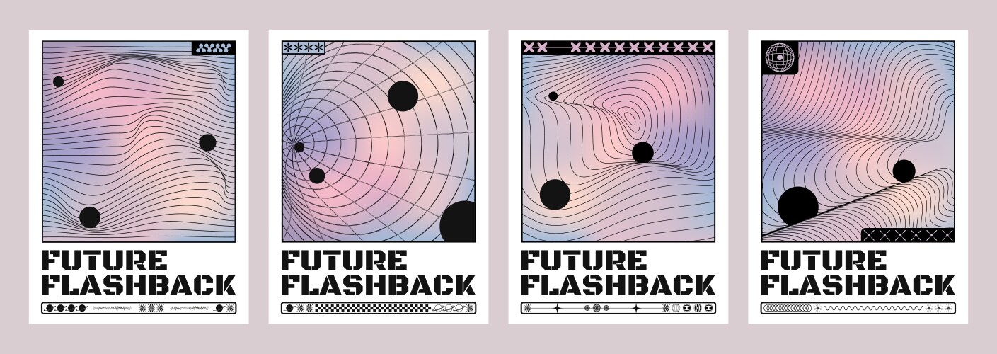 Y2k techno style poster design layout Royalty Free Vector