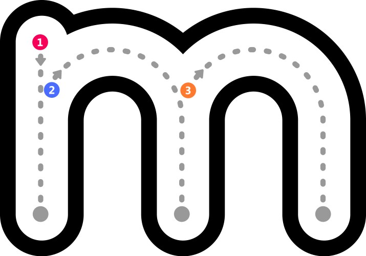 Tracing alphabet lowercase small letter m Vector Image Tracing alphabet lowercase small letter m Vector Image