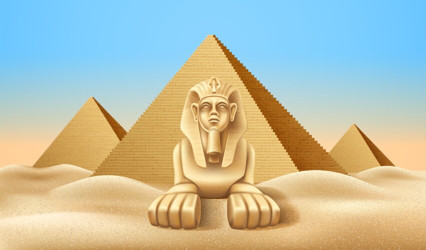 Ancient Egyptian Pyramids & Sphinx Royalty Free Vector