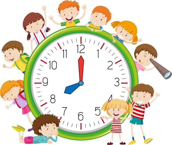 Children holding a clock Royalty Free Vector Image