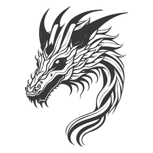 Chinese head dragon grey Royalty Free Vector Image