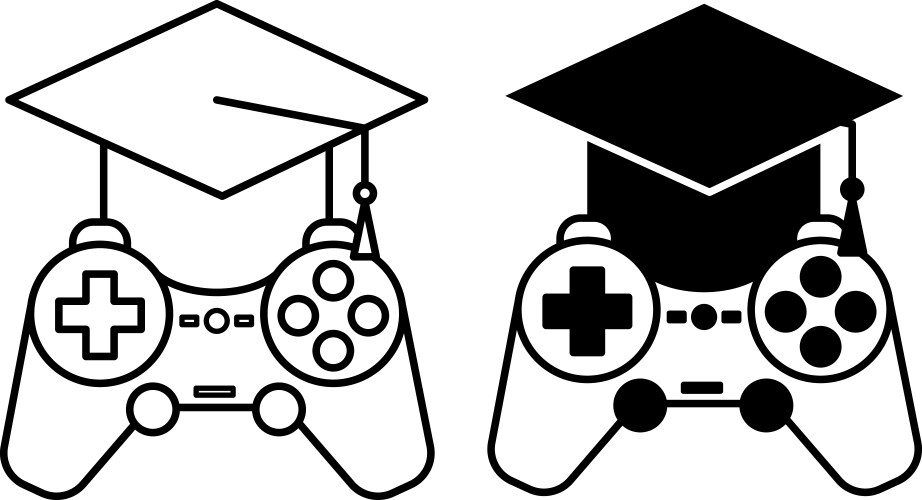 Mobile game icons black and white Royalty Free Vector Image