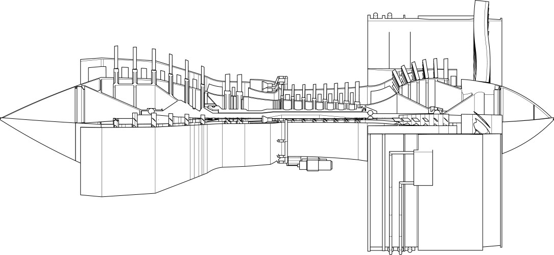 Black silhouette ot airplane jet engine Royalty Free Vector