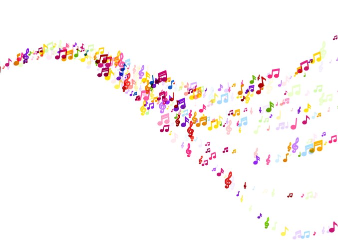 Colorful music notes in dynamic swirl Royalty Free Vector