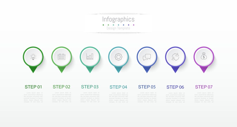 Infographic 7 options design elements Royalty Free Vector