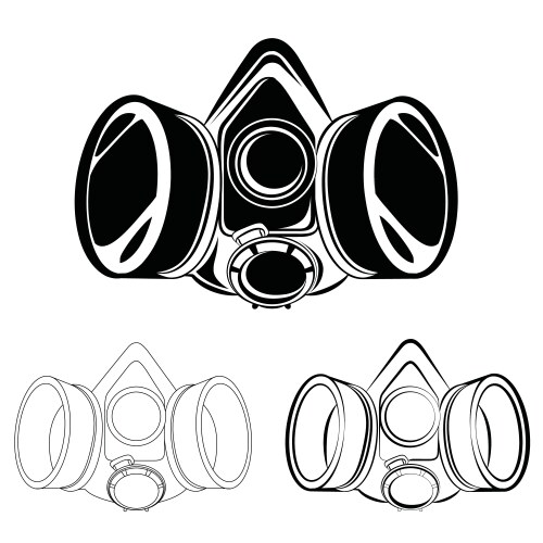 Gas mask full - 3 versions Royalty Free Vector Image