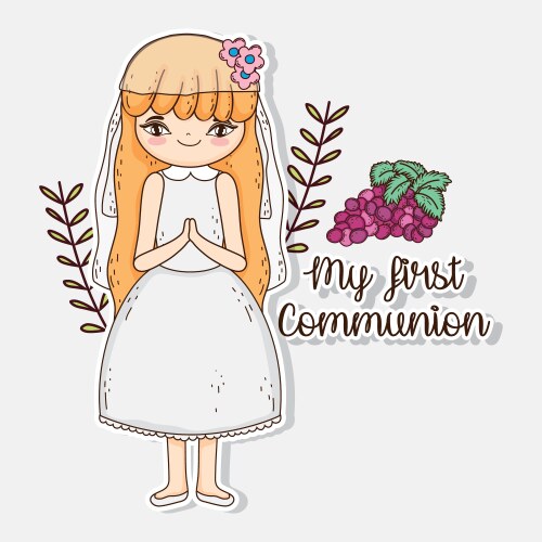 First holy communion for cute little boy Vector Image