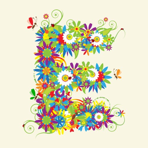 U letter flower capital alphabet colorful font Vector Image