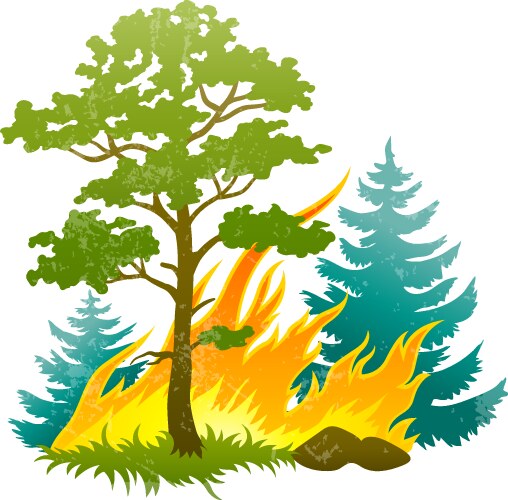 Four scenes of deforestation and wild fire Vector Image