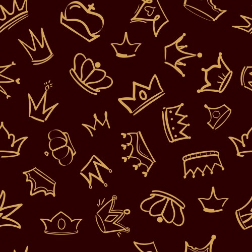 Doodle crowns pattern hand drawn luxury crown Vector Image