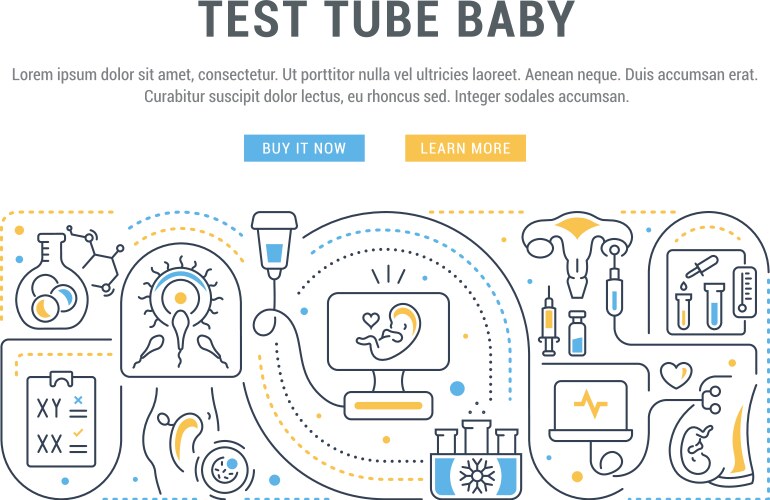 Linear banner test tube baby Royalty Free Vector Image