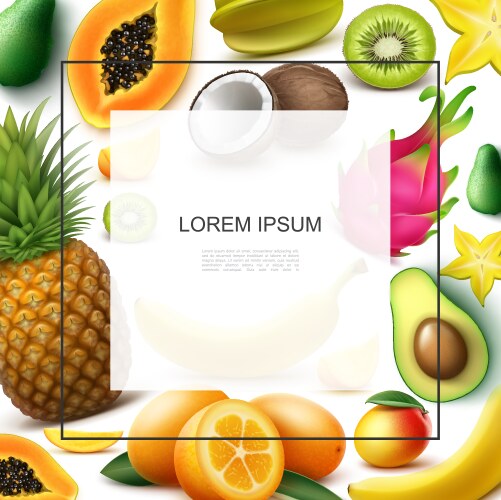 Realistic natural fruits composition Royalty Free Vector