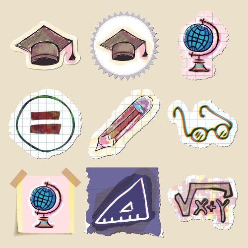 Hand drawn education emblems set isolated Vector Image